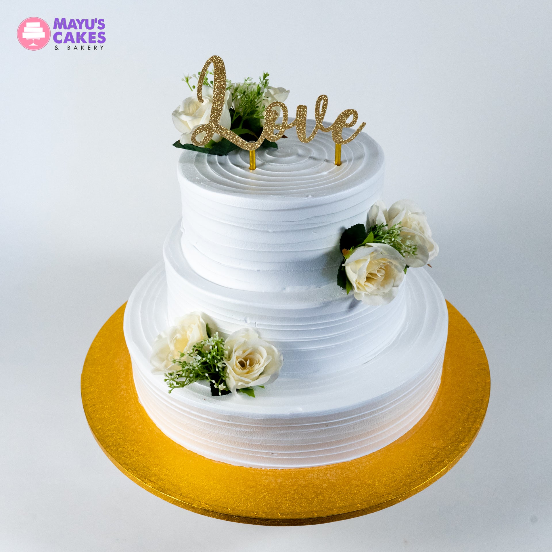 White & Flowers Cake – Mayu's Cakes & Bakery