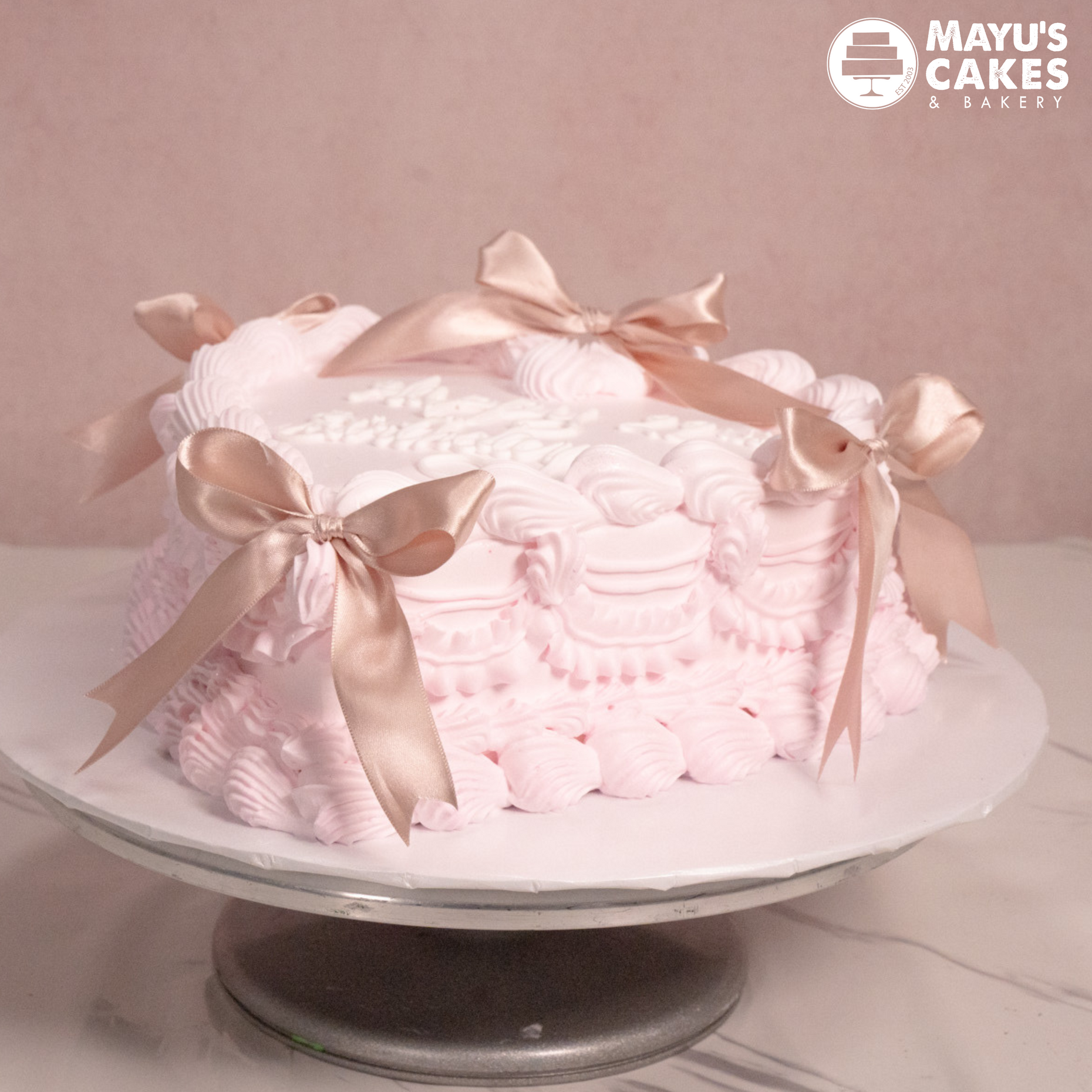 Coquette Pink Heart Shaped Cake – Mayu's Cakes & Bakery