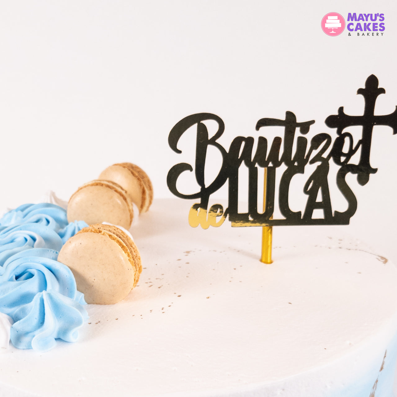 Blue & White Cross Cake – Mayu's Cakes & Bakery