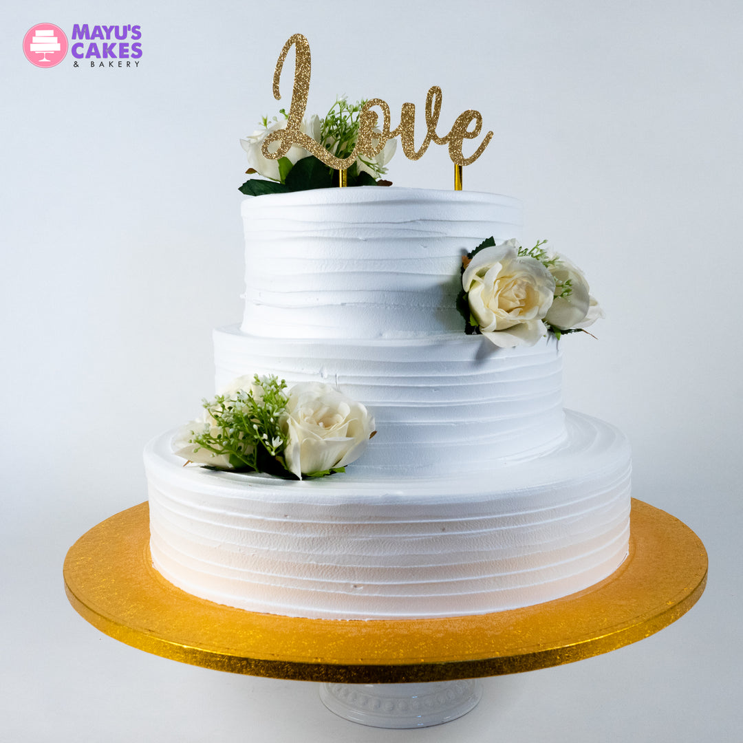 White & Flowers Cake – Mayu's Cakes & Bakery