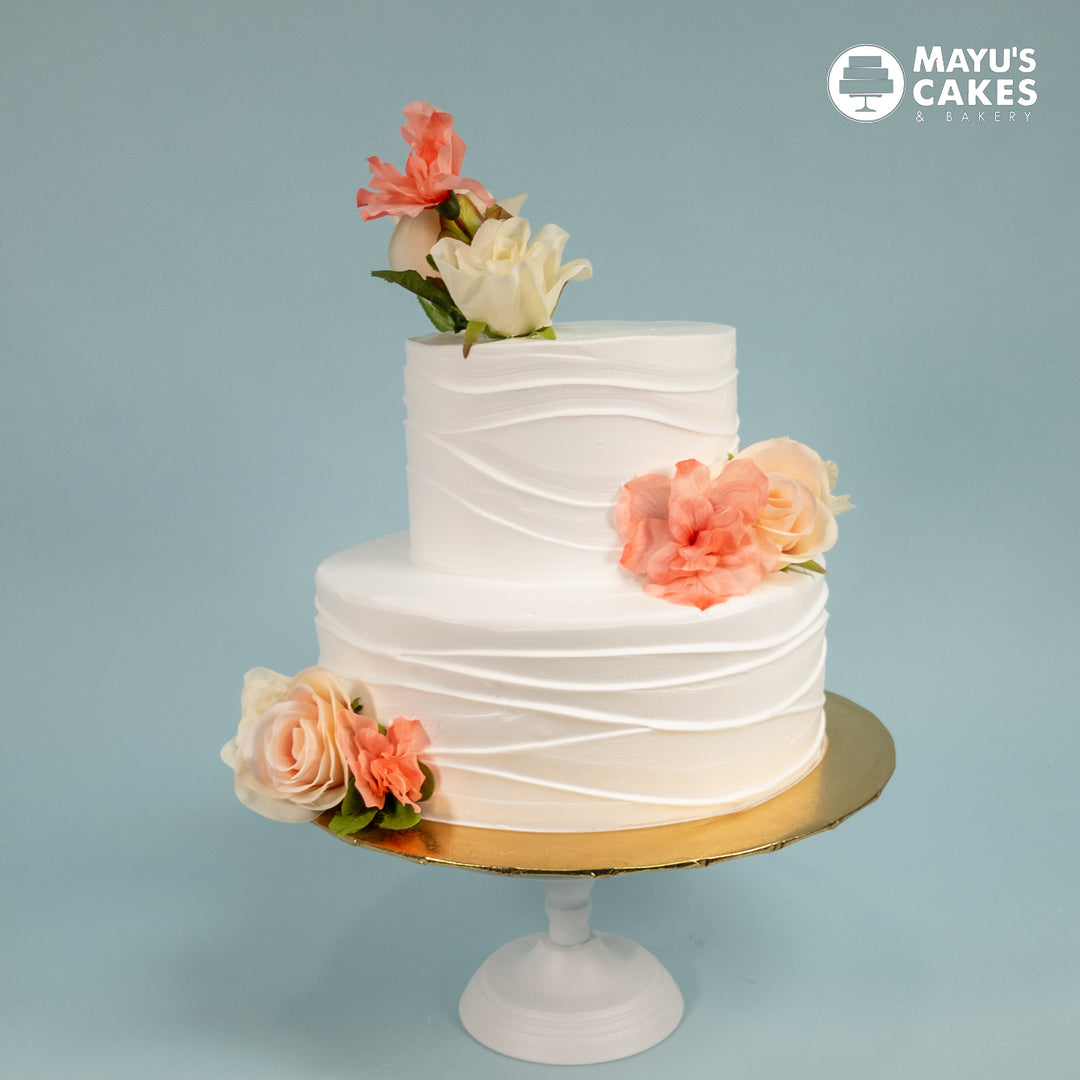 White & Flowers Cake – Mayu's Cakes & Bakery