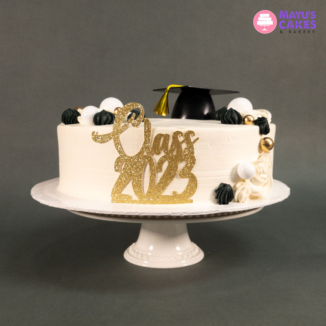 Gold & Black Graduation Cake – Mayu's Cakes & Bakery